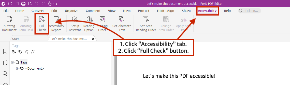 PDF Accessibility Part 3 Remediation In Foxit PDF Editor Pro CAES Office Of Information 