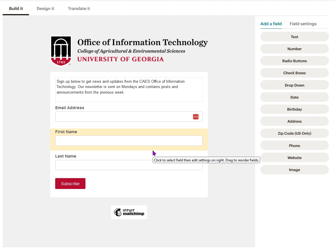 Mailchimp 101 | CAES Office of Information Technology