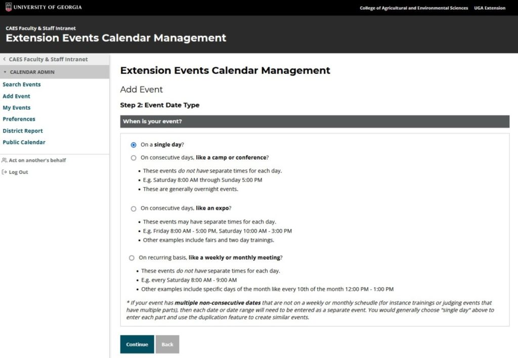 How to List Your Events on the Extension Calendar | CAES Office of ...