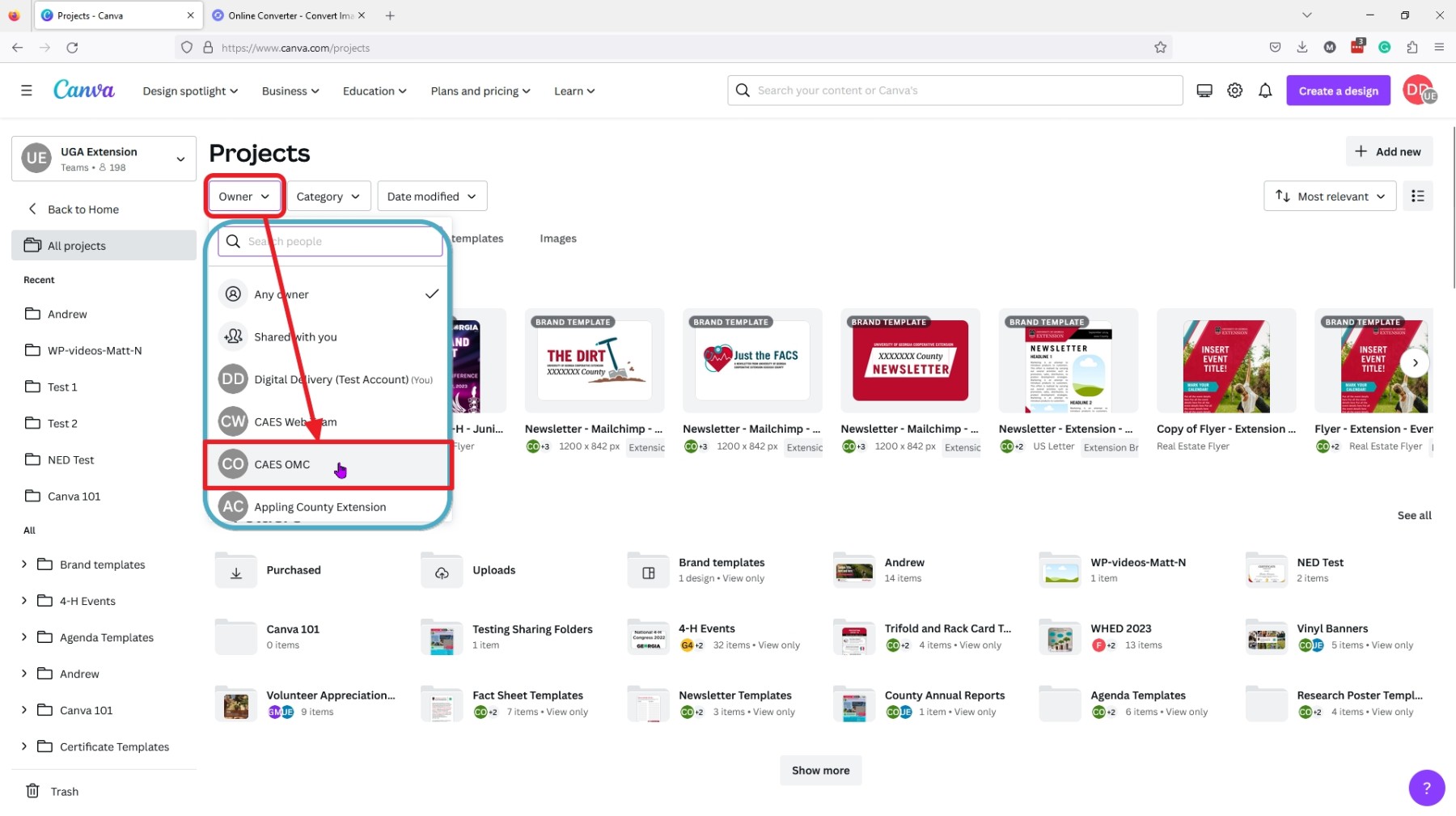 Navigating Canva Sub-folders | CAES Office of Information Technology